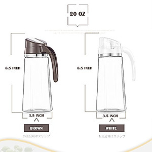 Marbrasse Auto Flip Olive Oil Dispenser Bottle,20 OZ Leakproof Condiment Container With Automatic Cap and Stopper,Non-Drip Spout,Non-Slip Handle for Kitchen Cooking White