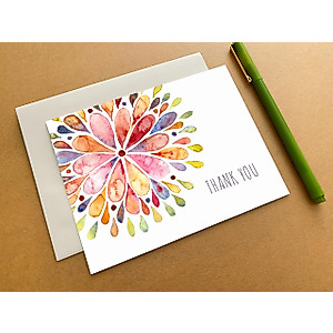 Palmer Street Press Thank You Notes With Envelopes Set - Watercolor Flower Burst Thank You Note Set (8 Elegant Thank You Cards With Envelopes) - Boxed Thank You Cards - Proudly Made in the USA