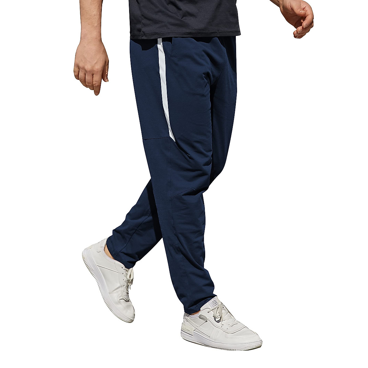 ADMYYROL Men's Performance Tech Sweatpants Active Athletic Jogger Pants Gym Quick Dry Trousers Casual(XL-Navy-02)