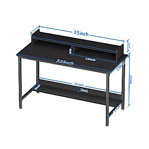 WOODYNLUX Computer Desk with Shelves, 43 Inch Gaming Writing Desk, Study PC Table Workstation with Storage for Home Office, Living Room, Bedroom, Metal Frame, White.