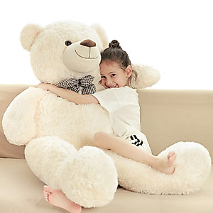 Poutmac 47 inch Giant Teddy Bear Stuffed Animal White Big Plush Teddy Bear Valentine's Gift for Girlfriend Soft Stuffed Bear Animals for Christmas,Birthday,Mother's Day
