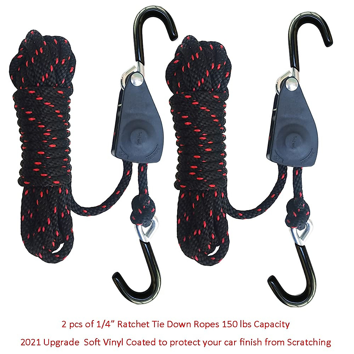 Alfa Gear Heavy Duty Hood and Trunk Straps,16.4ft 1/4" Ratchet Tie Down Rope Ultimate Solution kit for Trailing The Kayak/Canoe/SUP/Surfboard