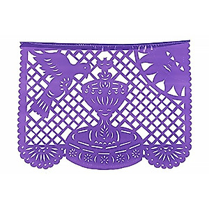 Paper Full of Wishes Festival Mexicano Large Plastic Papel Picado Banner, 9 Multi-Colored Panels 15 feet Long