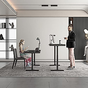 JAHRSTIM Jefferson Glass Standing Desk with Drawer, 48 x 24 Inches Modern Height Adjustable Desk Home Office Sit Stand Up Desk, Electric Motorized Uplift, Memory Control, Child Lock, Black