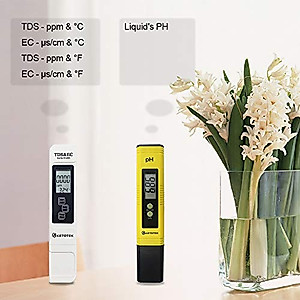 KETOTEK Digital Water TDS Meter PH Meter, PPM Tester has TDS-EC-Temp (3-in-1) and ±2% Accuracy, PH Tester with 0-14.00PH and 0.01 Accuracy, TDS PH Meters for Aquariums Water, Hydroponics, RO System
