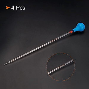 PATIKIL Graduated Dropper Pipettes Kit, 4pcs 5ml Borosilicate Glass Pipette with Rubber Cap for Transfer Liquid for Lab, Chemistry, Clear