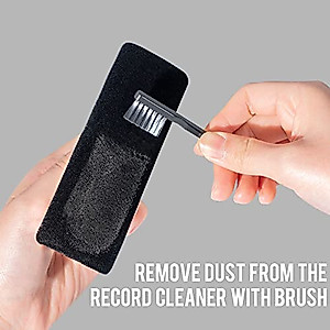 CLICK CLEAN Vinyl Record Cleaner Brush, Anti-Static Vinyl Record Cleaner Kits, Includes Ultra-Soft Velvet Brush & Small Microfiber Brush, Drawstring Storage Pouch