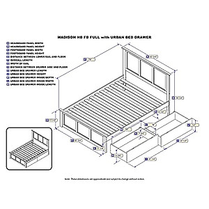 Atlantic Furniture AR8636111 Madison Platform Bed with Matching Foot Board and 2 Urban Bed Drawers, Full, Espresso