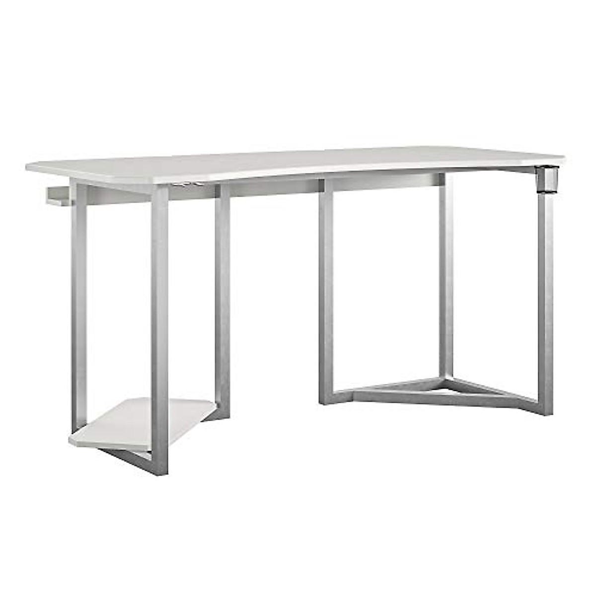 NTENSE Quest, Ergonomic, Home Office, Work Table, Computer, Gaming Room, Sitting Desk, Cup Holder, Headphone Hook, CPU Stand, White