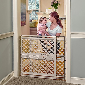 Toddleroo by North States Supergate Ergo Child Gate, Baby Gate for Stairs and Doorways. Includes Wall Cups. Pressure or Hardware Mount. Made in USA. (26" Tall, Sand)