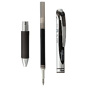 Pentel EnerGel Deluxe RTX Retractable Liquid Gel Pen, 0.7mm, Metal Tip, Black Ink, 2 Pack (BL77BP2A)