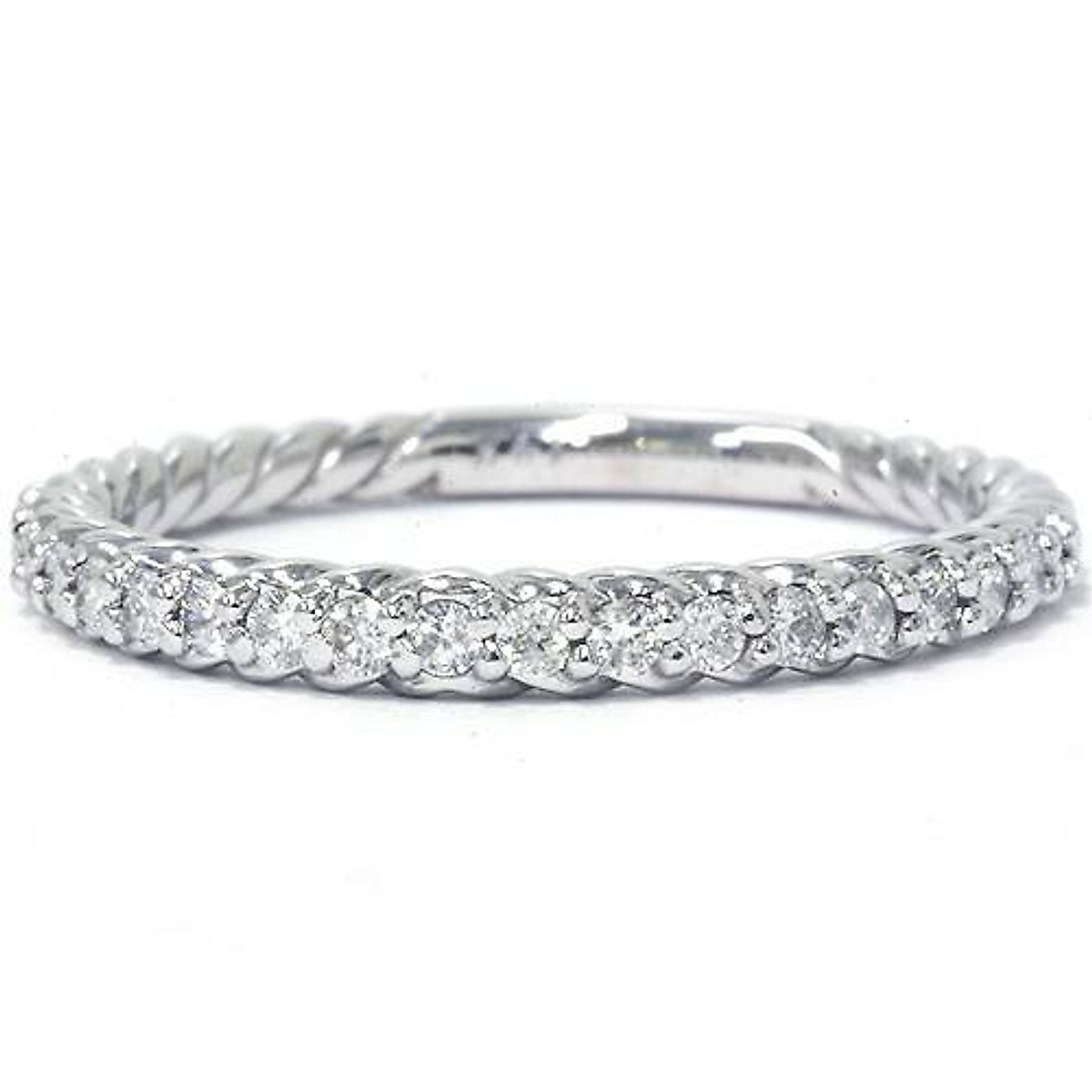 P3 POMPEII3 1/4ct Diamond Braided Wedding Ring 14K White Gold - Size 6.5