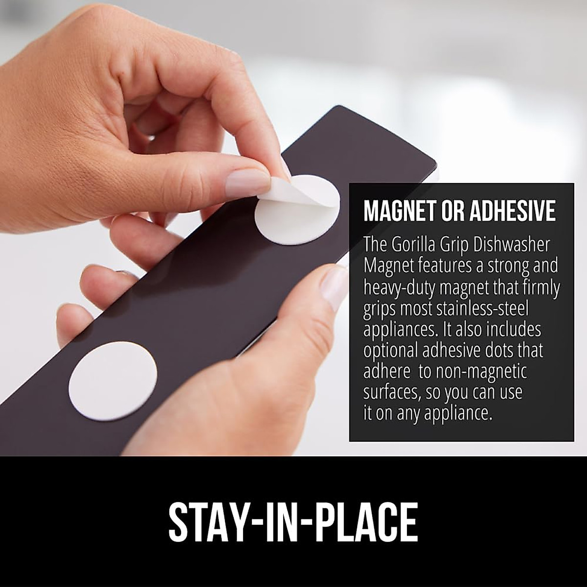 Gorilla Grip Dishwasher Clean and Dirty Magnet Sign, Optional Adhesive, Magnetic, Easy Read, Non-Scratch, Heavy Duty Shutter Slide Magnets for Dish Washer, Kitchen Accessories, 7x2, White