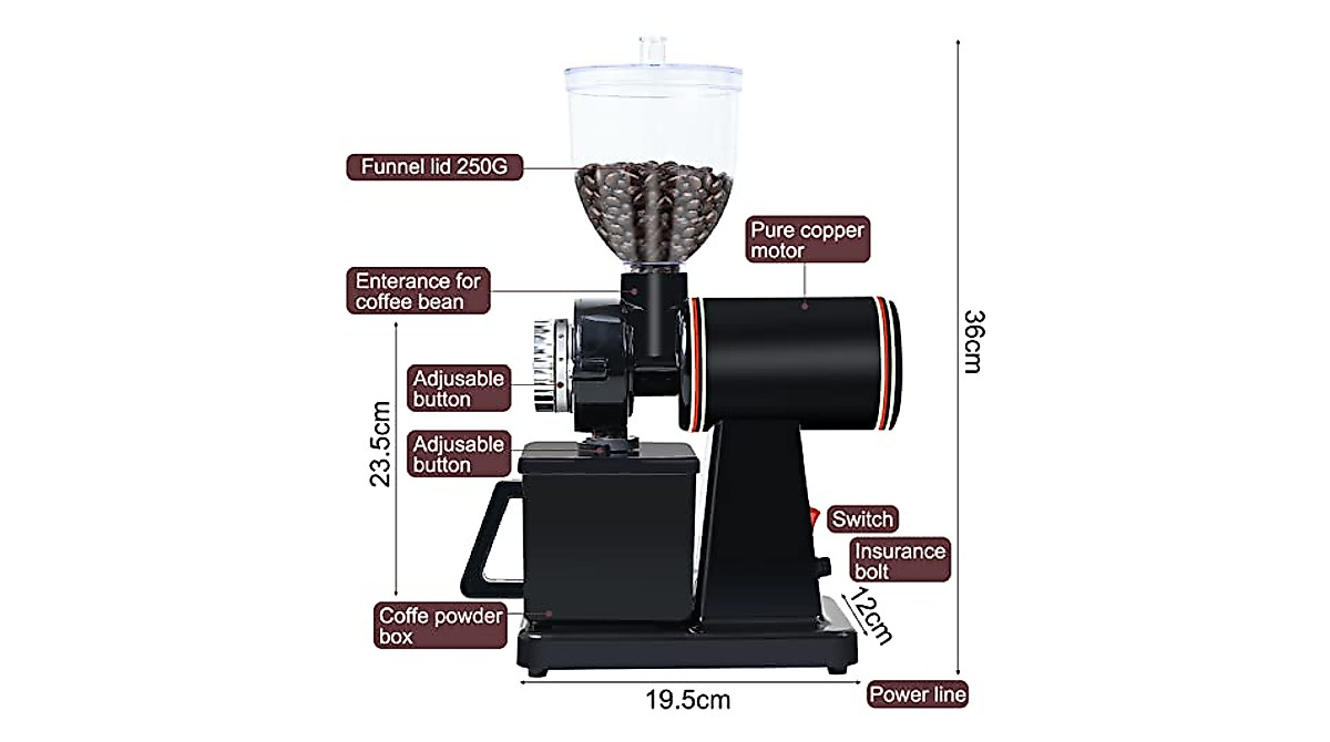 YaeMarine Electric Coffee Grinder - Adjustable Thickness