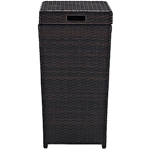Crosley Furniture Palm Harbor Resin Wicker Outdoor Trash Can With Lid for Backyard, Patio, Deck, Balcony, Brown