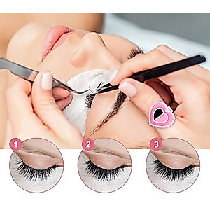 100PCS Disposable Glue Rings for Eyelash Extensions - Heart-Shaped Lash Fan Blossom Supplies with Storage Box - Perfect for Professional Beauty Salons and Individual Lash Techs - Pink