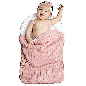 XMWEALTHY Baby Girls Boys Wrap Swaddle Blankets Newborn Infant Knit Plush Receiving Blankets Sleeping Sack Color Pink
