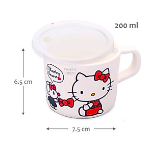 Everyday Delights Hello Kitty Red Dinnerware Flatware Meal Set – Plate Bowl Cup Spoon, 4 pieces
