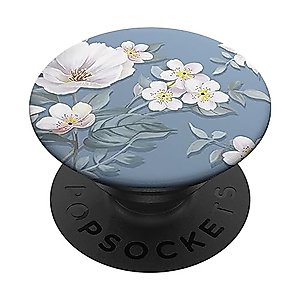 Floral Magnolia White Pattern Phone Popper PopSockets Standard PopGrip