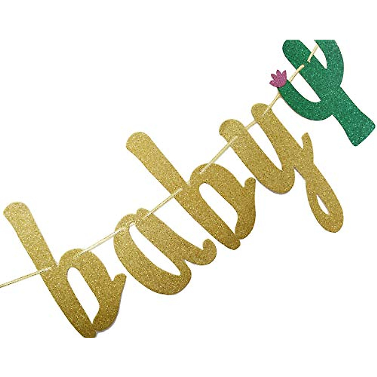 Taco Bout A Baby Gold Glitter Banner Sign Garland for Mexican Fiesta Themed Baby Shower Party Decorations Supplies Cursive Bunting Photo Booth Props