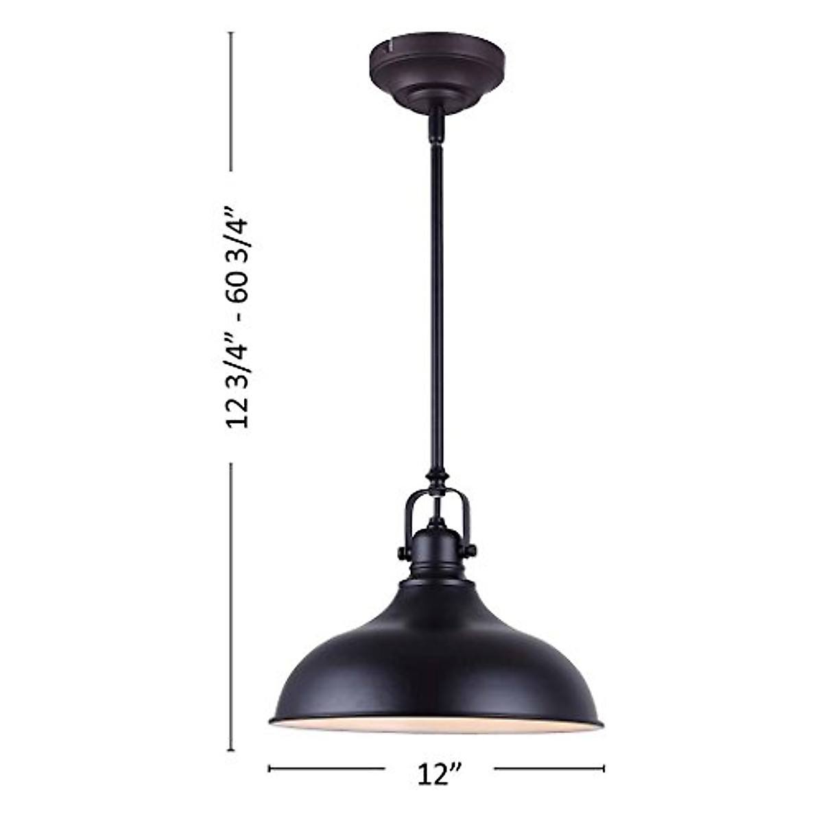 CANARM LPL103A01BK Sussex Integrated LED 1 Light Pendant with Metal Shade, Black