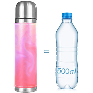 Stainless Steel Leather Vacuum Insulated Mug Psychedelic Thermos Water Bottle for Hot and Cold Drinks Kids Adults 16 Oz