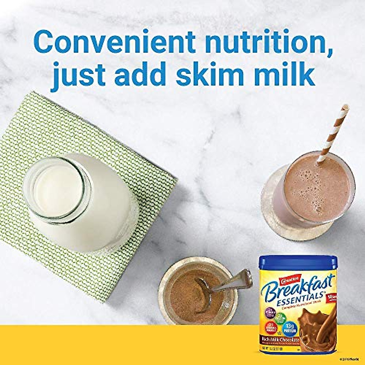 Carnation Breakfast ESSENTIALS Chocolate Powder, 17.7-Ounce Jar (Pack of 3)