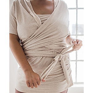 Kindred Bravely Organic Cotton Skin to Skin Wrap Top | Kangaroo Shirt for Mom and Baby (Oatmeal Heather, Medium)
