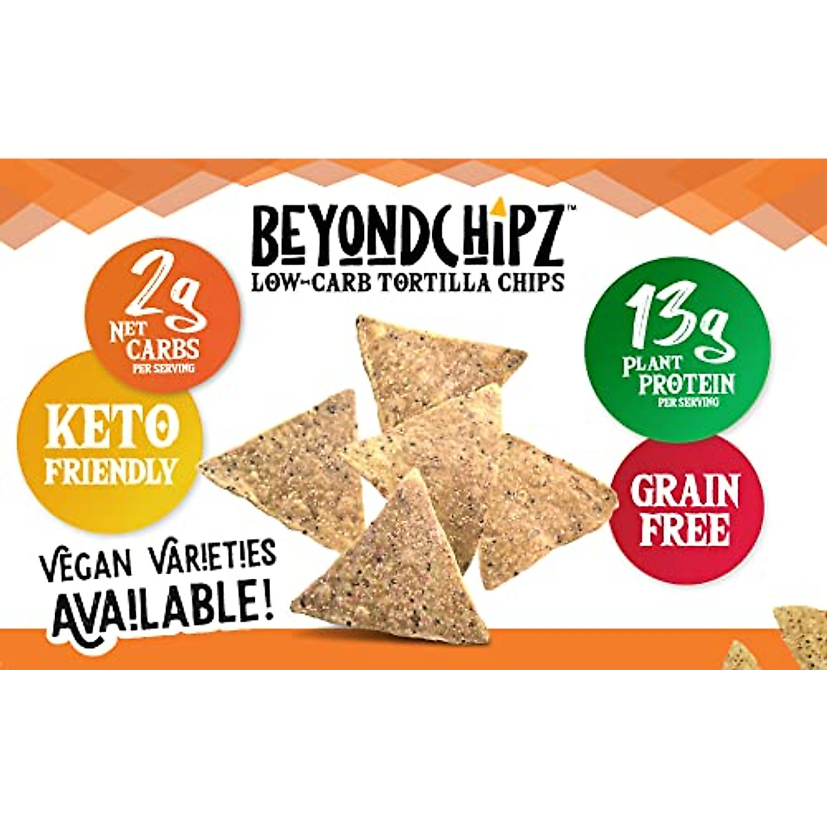 BeyondChipz Low Carb Tortilla Chips, Salty Good, Keto Friendly, Gluten Free, 5.3oz Bag, Pack of 4