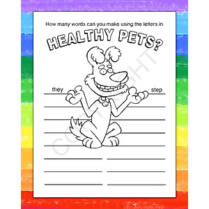 ZOCO - Healthy Pets are Happy Pets - Kids Coloring Books (50 Bulk Pack, Without Crayons) - Love Animals, Furry Friends - Vet, Pet Store Handout - Games, Puzzles, Activities for Kids