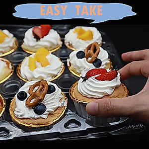 YKDFUN BPA FREE Plastic Disposable stackable Standard 24 Cupcake Holder Carrier - Clear Tall dome for Tall Frosting Decoration - Valentine's Day cupcakes, Travel Holder, Regular Muffins - Set of 10