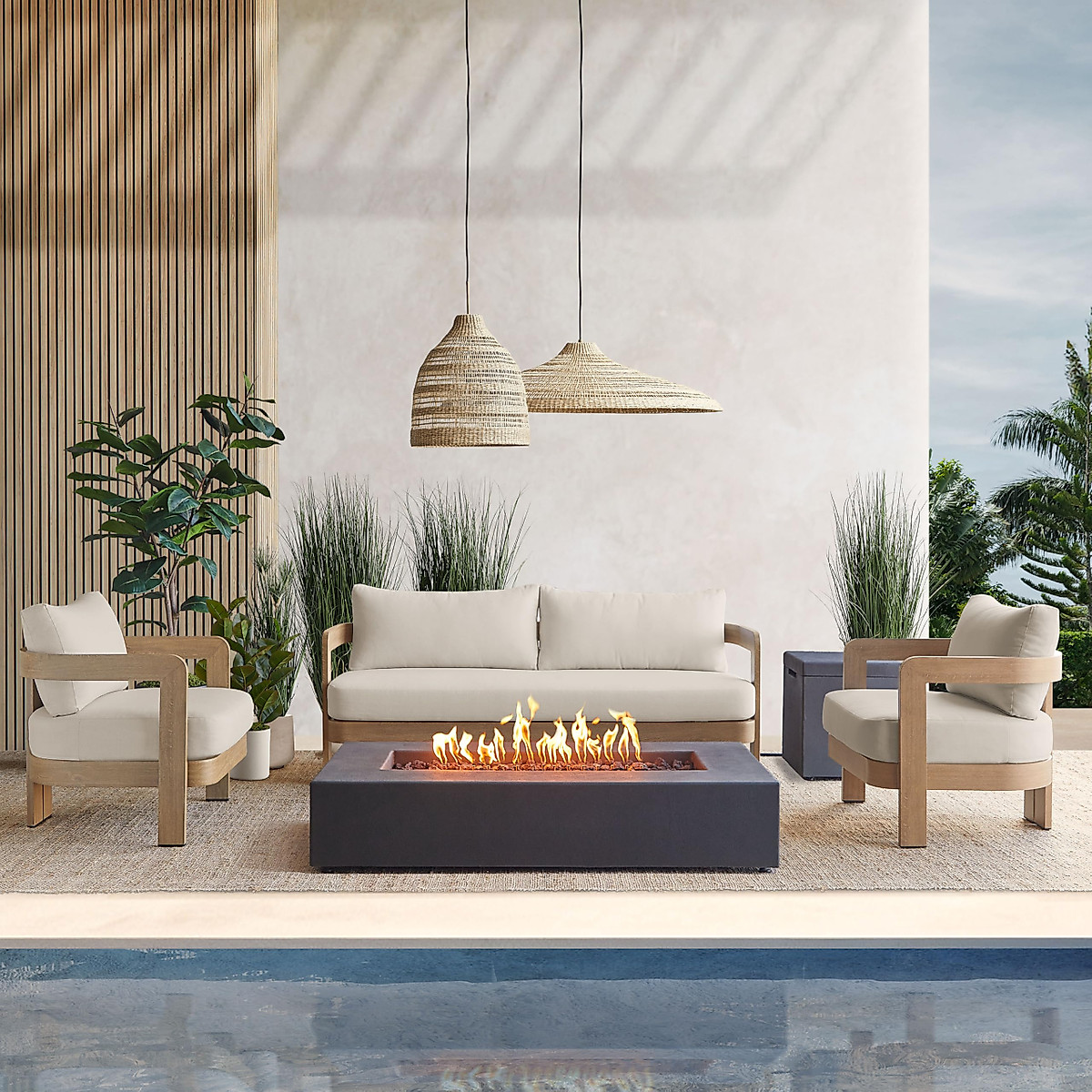 Real Flame Arlo Outdoor Patio Chair with Cushions, Outdoor Deep Seating Patio Chair, Powder Coated Aluminum, Weather and Sun Resistant