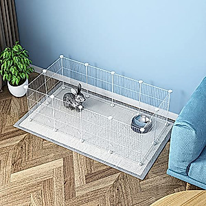 GIMTRR Pet Playpen, White Puppy Fence Portable Small Animals Cage, DIY Wire Dog Playpen Metal Yard Fence for Guinea Pig, Rabbit, Hamster, Kitten, Turtle, Hedgehog, Indoor Outdoor