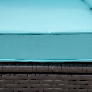 Outsunny 7-Piece Patio Furniture Sets Outdoor Wicker Conversation Sets All Weather PE Rattan Sectional Sofa Set with Cushions & Tempered Glass Desktop, Turquoise