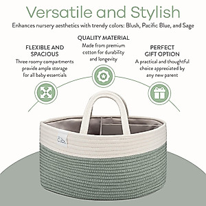 Comfy Cubs Diaper Caddy Organizer- Large Portable Baby Diaper Caddy and Muslin Burp Cloths Large 6 Pack Bundled