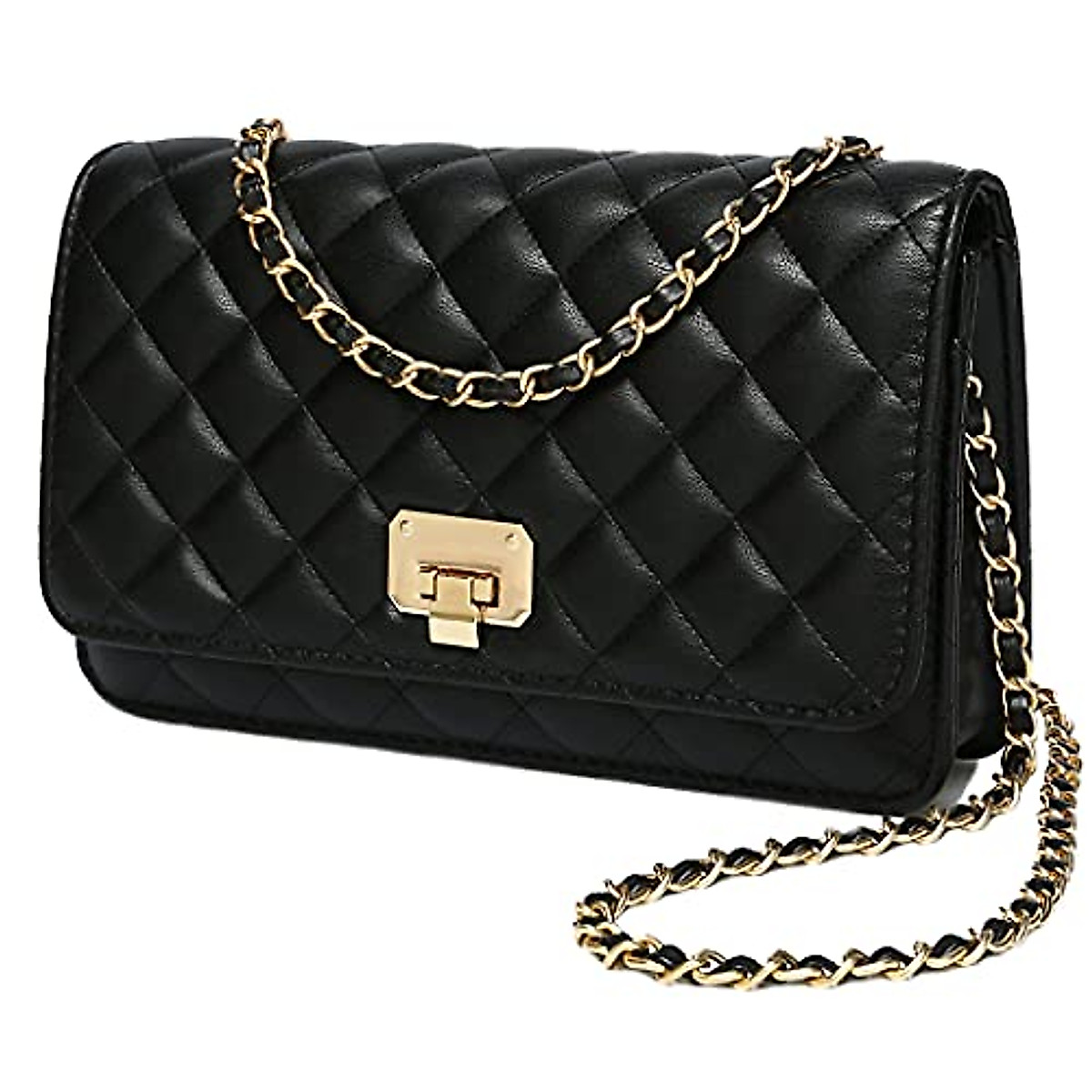 Women Shoulder Bag Grid Crossbody Handbag Daily Leather Stylish Evening Chain Bag