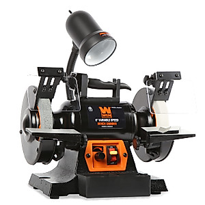 WEN BG625V 2.5-Amp 6-Inch Variable Speed Bench Grinder with Flexible Work Light , Black