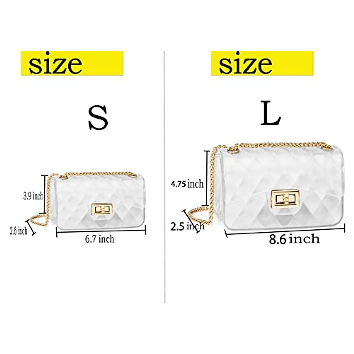 BRIMISKY Clear Bag Semi Transparent Jelly Bag for Women,Lady Fashion Lovely Bag，Shoulder Bag,Transparent Clutch(Semi Transparent-white-Large)