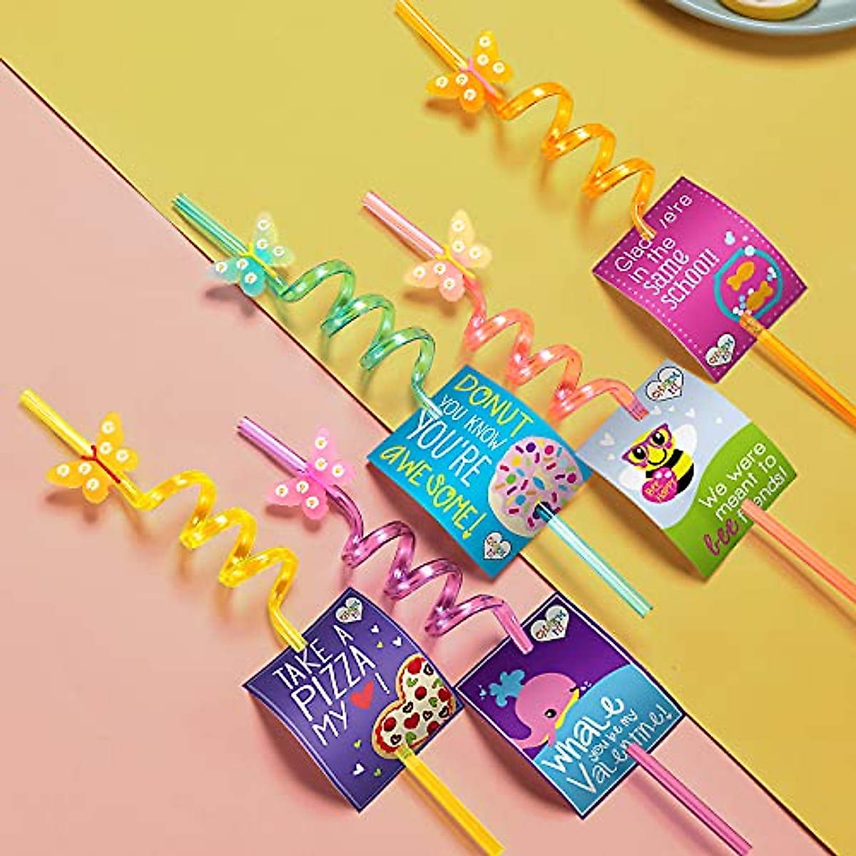 25 Reusable Butterfly Straws for Butterfly Birthday Party Supplies Favors with 2 Cleaning Brushes