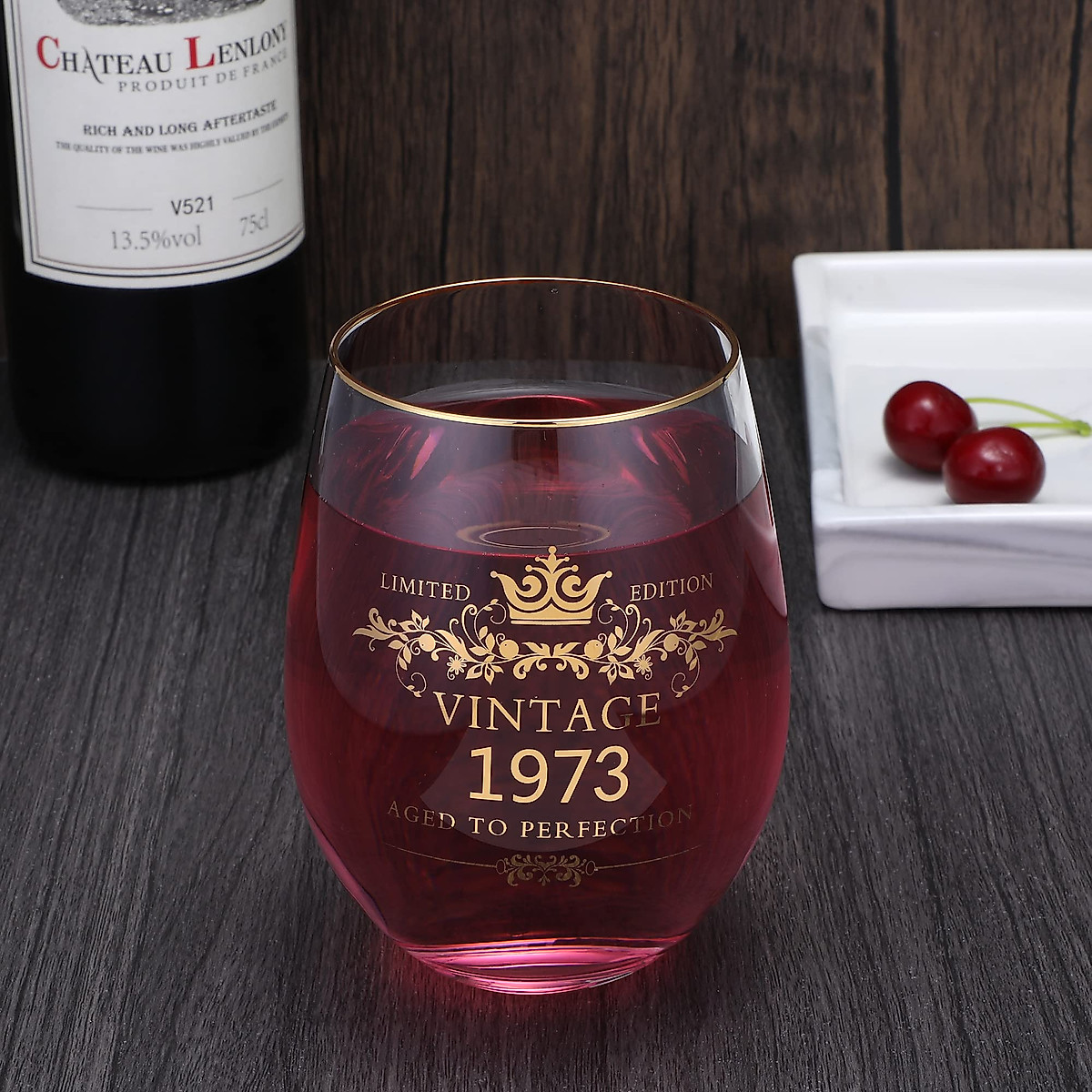 wufengye 1973 51th Birthday Gifts for Women Men 15 Ounce Wine Glasses Classic Birthday Gift Water Tumbler Juice Cup Happy Birthday Present .1973 Vintage Edition 51th Anniversary