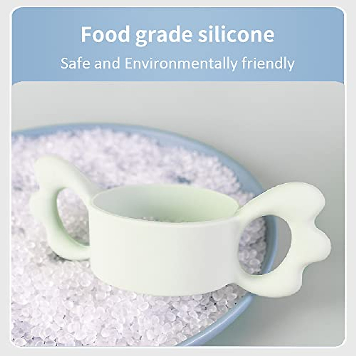 FAREVER Baby Bottle Handles, Silicone Wide-Neck Baby Bottle Handle, Outer Diameter Over 6cm for Bottle Pink/White/Blue/Green (4 Pack)