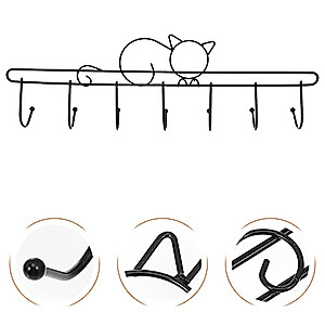 HOMSFOU 1pc Hangers Cat Simple Kitchen Home Purse Hook- Mounted Rail Practical Mount Hook Clothes Hooks Hats Back Wall Hanging Lovely Door Organizer Storage with Rustproof Art