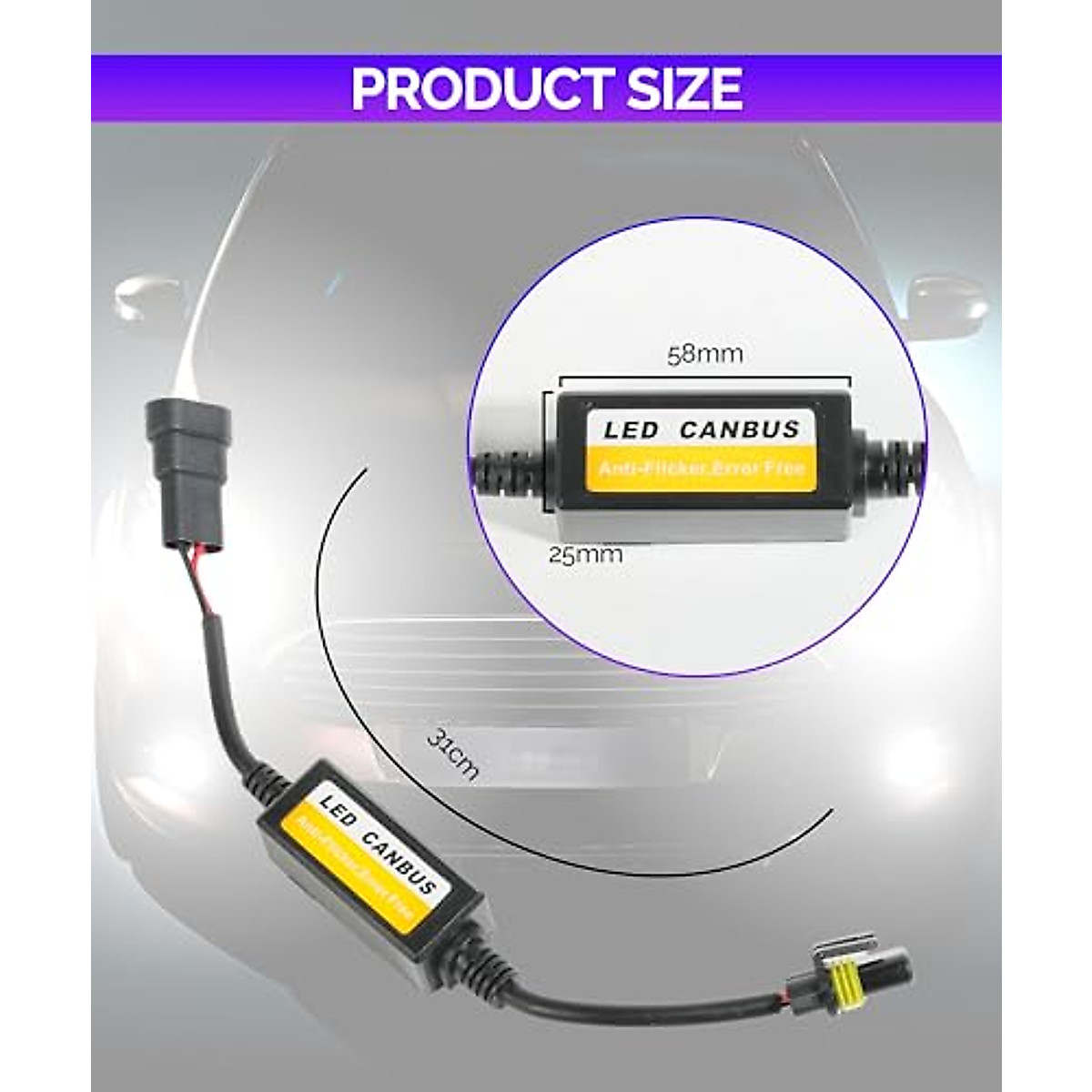 RACOONA LED Headlight Decoder, H13/9008 H1/H3 H11/H8/H9 9006/HB4/9012 Warning Error Decoder Canceller Capacitors Resistor,Car Accessories Anti Flicker Harness for LED Headlight Systems (9006/HB4/9012)