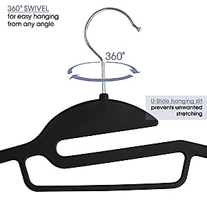 Elama Home 30 Piece Rubber Non Slip Hanger with U-Slide in Black, 30 Piece Set (ELH-30)