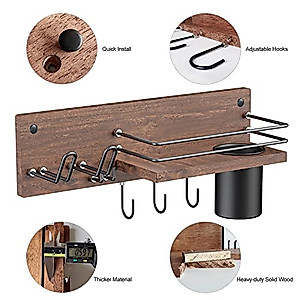 Wooden Hair Dryer Holder Wall Mounted, Bathroom Hair Tool Organizer, Blow Dryer Holder Shelf, Curling Iron and Hair Styling Tools Organizer, Bathroom Hair Care Accessories Storage Rack