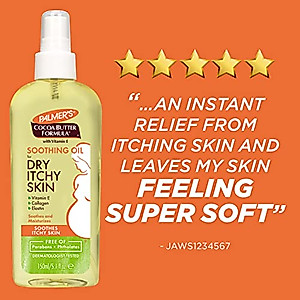 Palmer's Cocoa Butter Formula Soothing Oil with Vitamin E, Dry, Itchy Skin Relief, Pregnancy-Safe Anti-Itch Body Oil, 5.1 Ounces