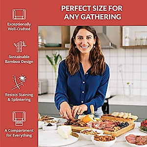 Cheese Board Set, Bamboo Cheese Board and Knife Set, Charcuterie Board Set, Charcuterie Tray, Wine and Cheese Board, Beautiful Charcuterie Boards Gift for Mom, Housewarming Gift and Wedding Gift