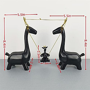 Reindeer Decor Statue Resin Deer Sculpture 3PCS Black Deer Family Set Deer Home Decor Parents with Child Decoration for Home Office Decor Black