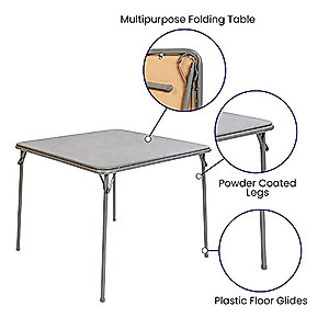 Flash Furniture Folding Card Table - Gray Foldable Card Table Square - Portable Table with Collapsible Legs