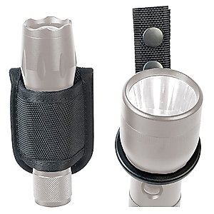 TAFTACFR Compact Flashlight Holder(Open Top)+ Flashlight Ring Strap Holder Hold Mag Lite and Other D/C Cell Flashlights(Nylon Outer Snap)